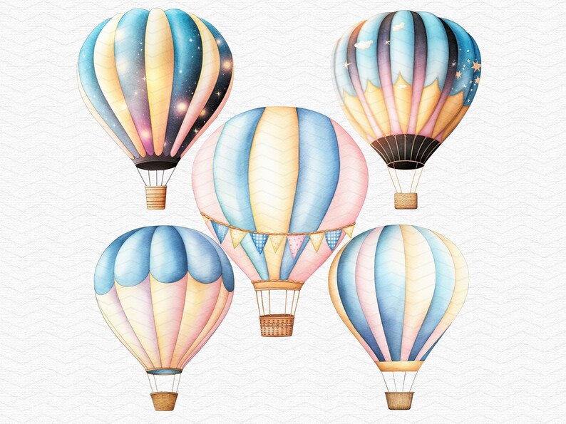 Hot Air Balloon Watercolor Clipart | Digital Download | Free Commercial ...