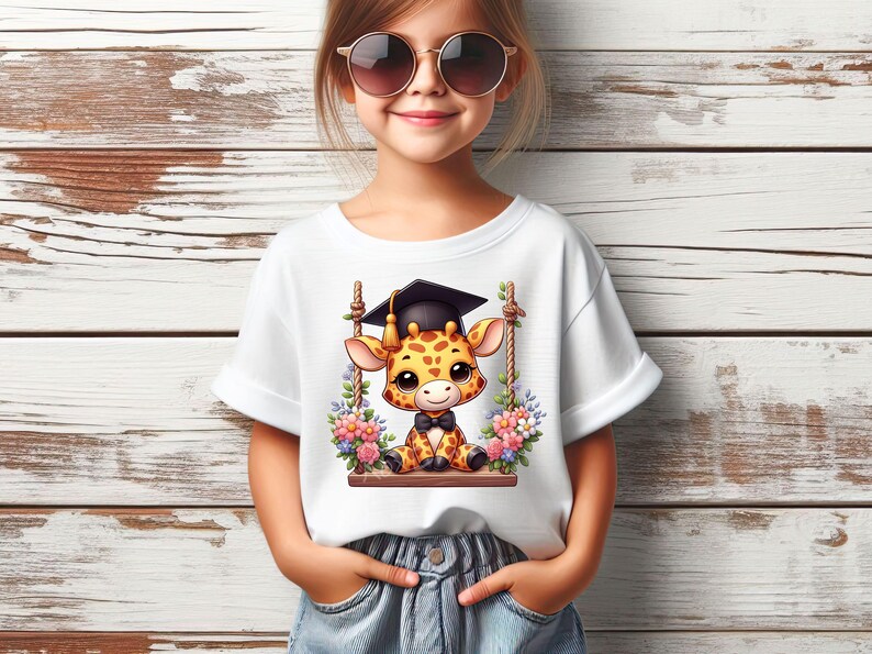 Graduation Giraffe Clipart, Cute Graduate Animal PNG, Nursery Art ...