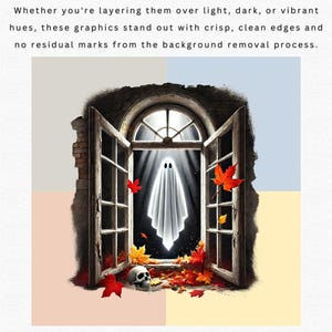 Haunted Window Ghost Clipart, Halloween Clipart, Spooky Autumn PNG ...