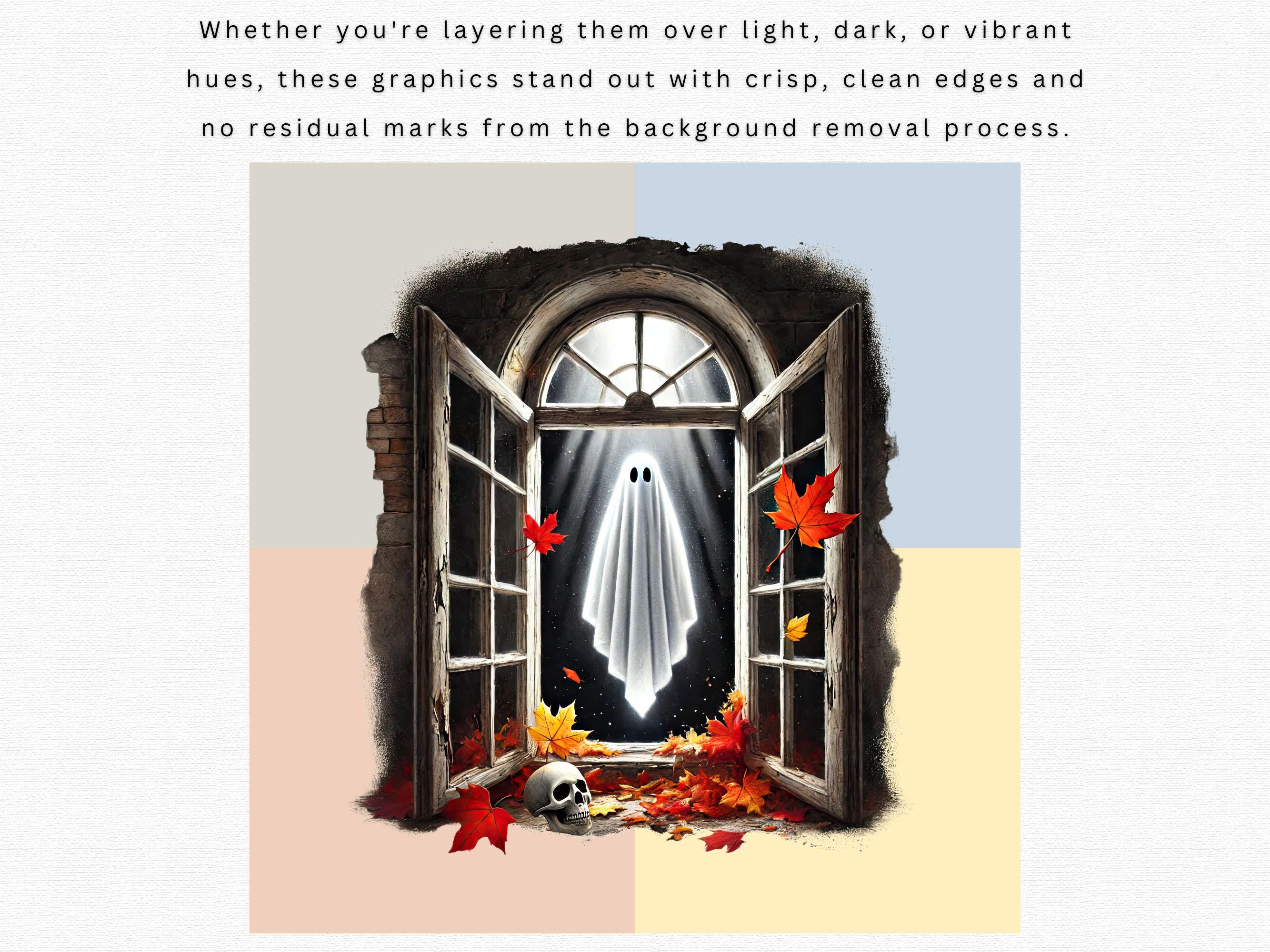 Haunted Window Ghost Clipart, Halloween Clipart, Spooky Autumn PNG ...