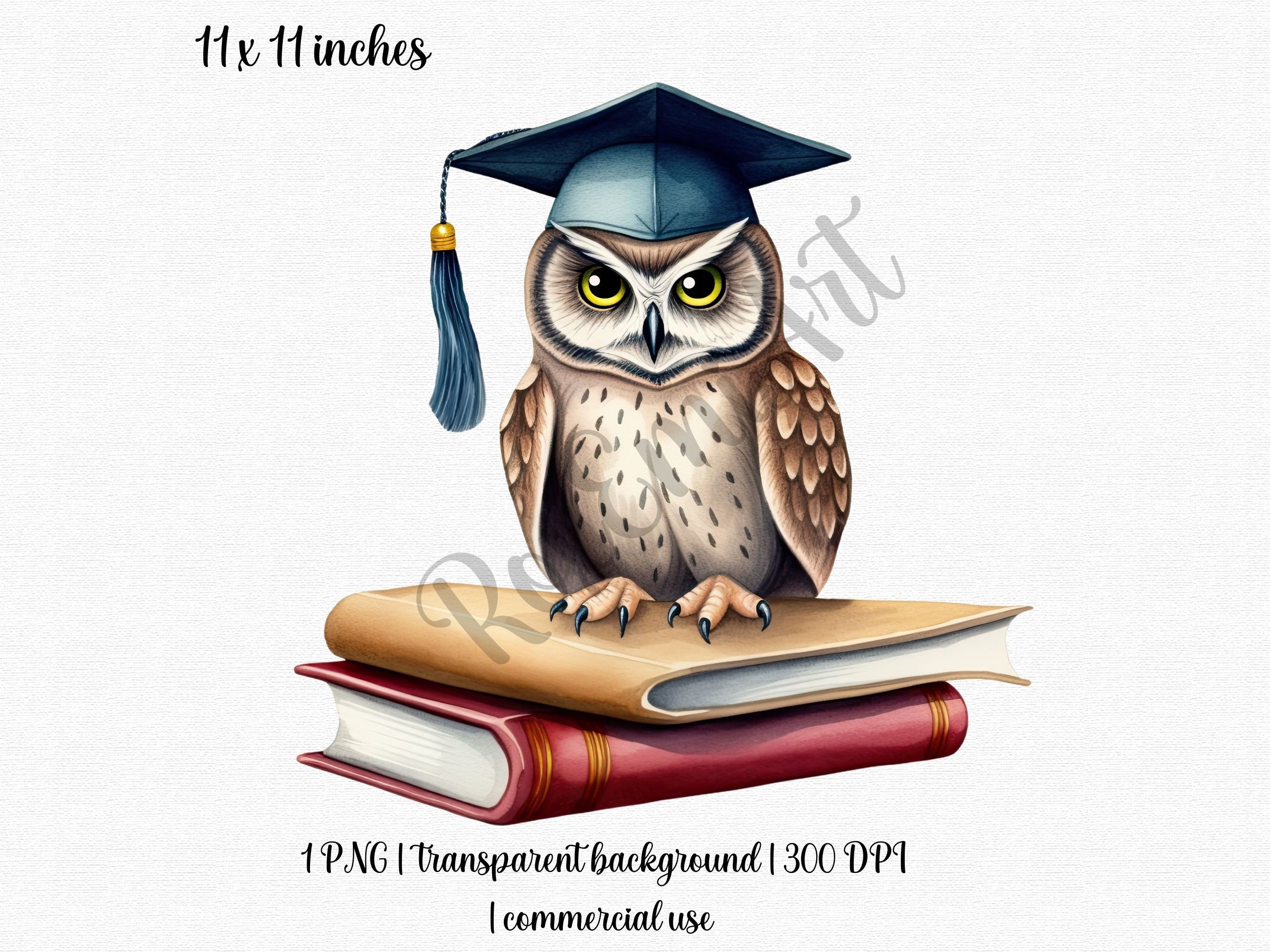 Graduation Clipart Watercolor Owl PNG Graduation Books Graduation Cap ...