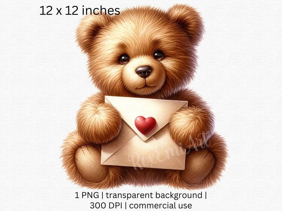 Teddy Bear Valentine Retro Clipart, Vintage Teddy Bear With Love Letter ...