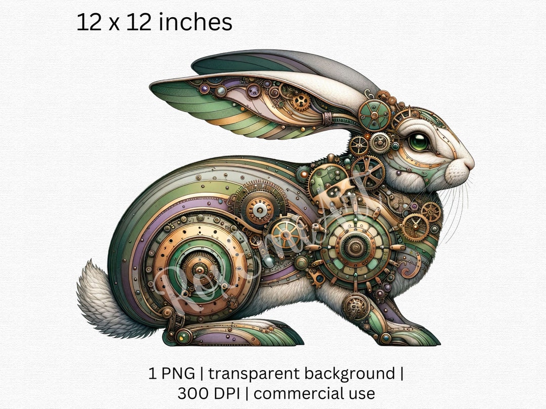 Rabbit Steampunk Clipart for Junk Journals, Scrap Book, Bunny Stickers ...