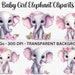 Baby Girl Elephant Watercolor Clipart for Nursery Decor and DIY ...