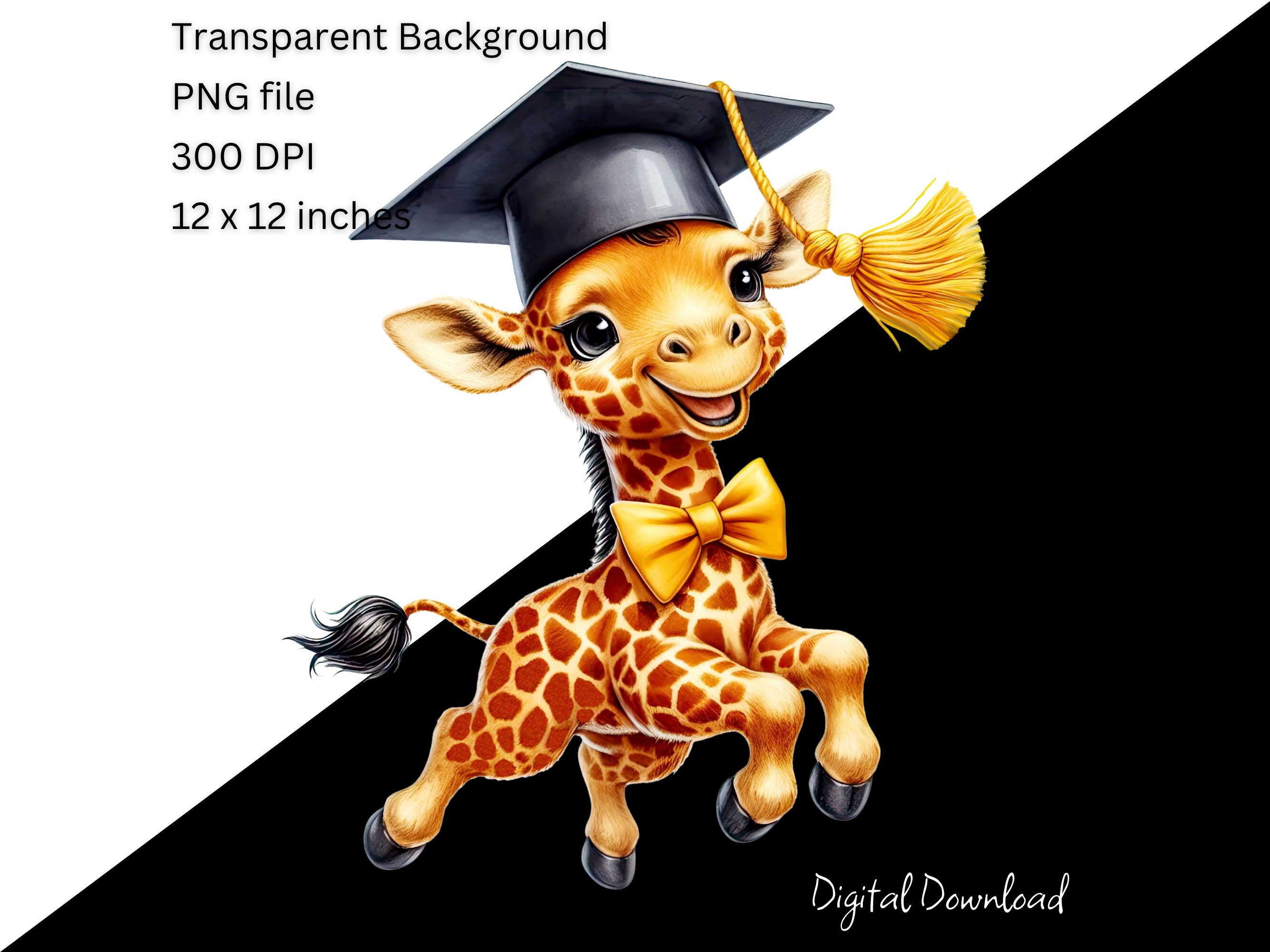 Adorable Scholarly Giraffe Clipart, Cute Animal Graduation PNG ...