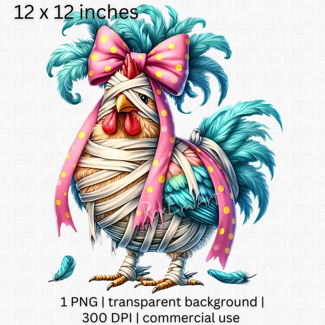 Mummy Chicken Png, Funny Halloween Png, Coquette Png, Quirky Rooster ...