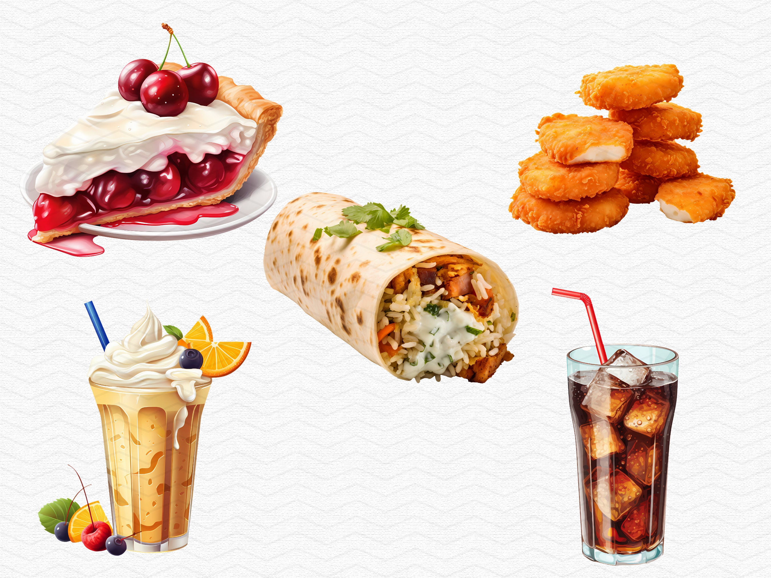 Watercolor Junk Food Clipart Bundle Burger Clipart, Pizza Clipart and ...