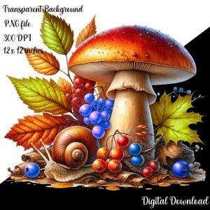 Whimsical Forest Mushroom Clipart, Cozy Autumn Clipart, Watercolor Fall ...