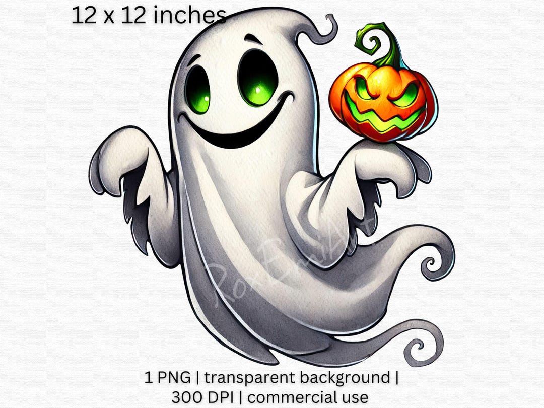 Cute Spooky Ghost Clipart, Halloween Clipart, Adorable Ghost With ...