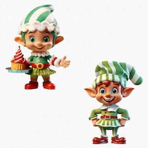 Cute Christmas Elf Clipart Bundle - Transparent PNG - for Christmas ...