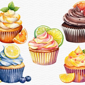 Watercolor Cupcake Clipart | Baking Clipart | 16 Cupcake Png Pack ...