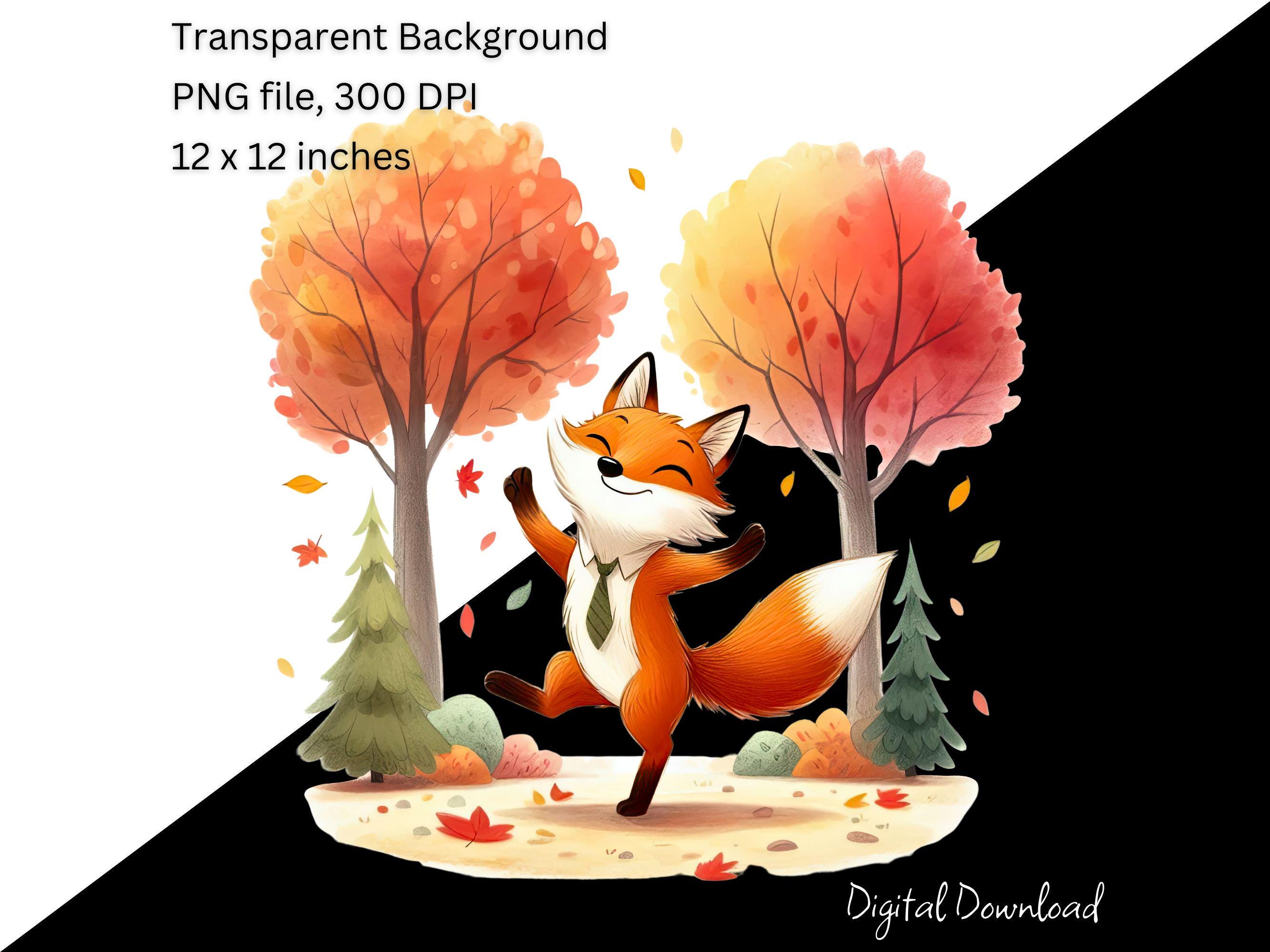 Adorable Autumn Fox Clipart, Cute Woodland Animal Clipart, Whimsical ...