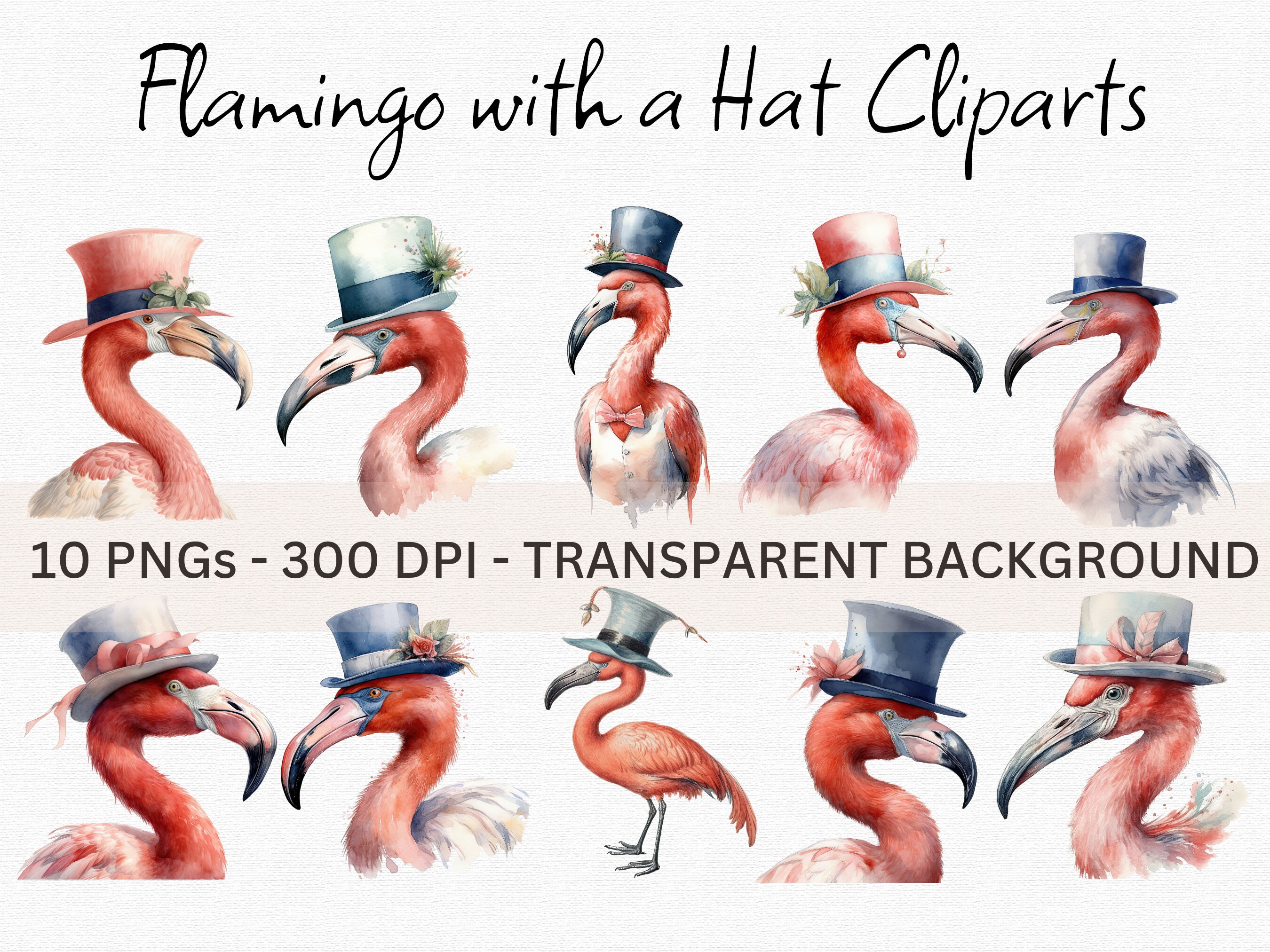 Flamingo With Hat Clipart - Tropical PNG, Flamingo Art, Free Commercial ...
