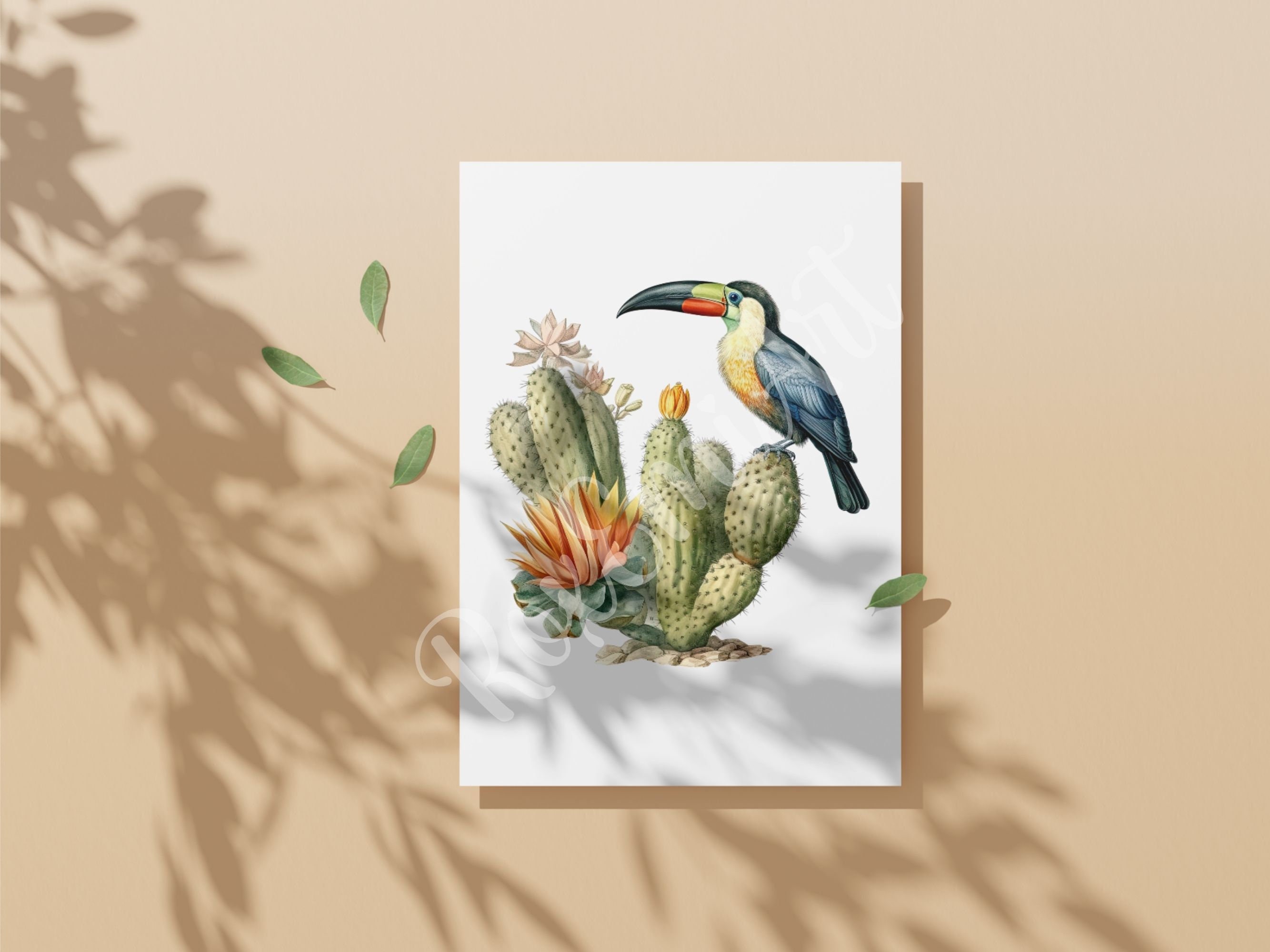 Watercolor Cute Cactus Clip Art - Cute Birds Clipart - Desert Cactus ...