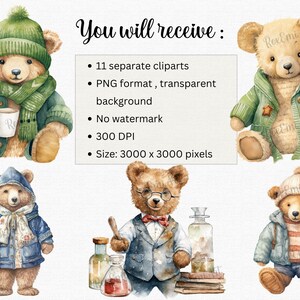 Watercolor Teddy Bear Clipart | Nursery Clipart | Costume Design ...