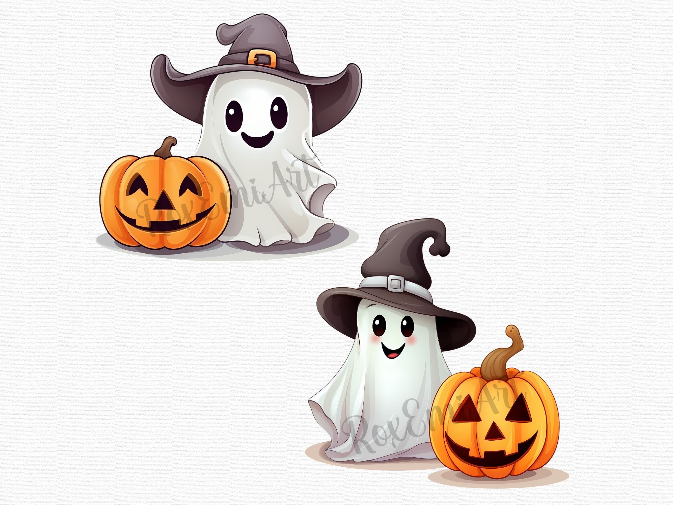 Halloween Cute Ghost Clipart Bundle for Junk Journals, Party ...
