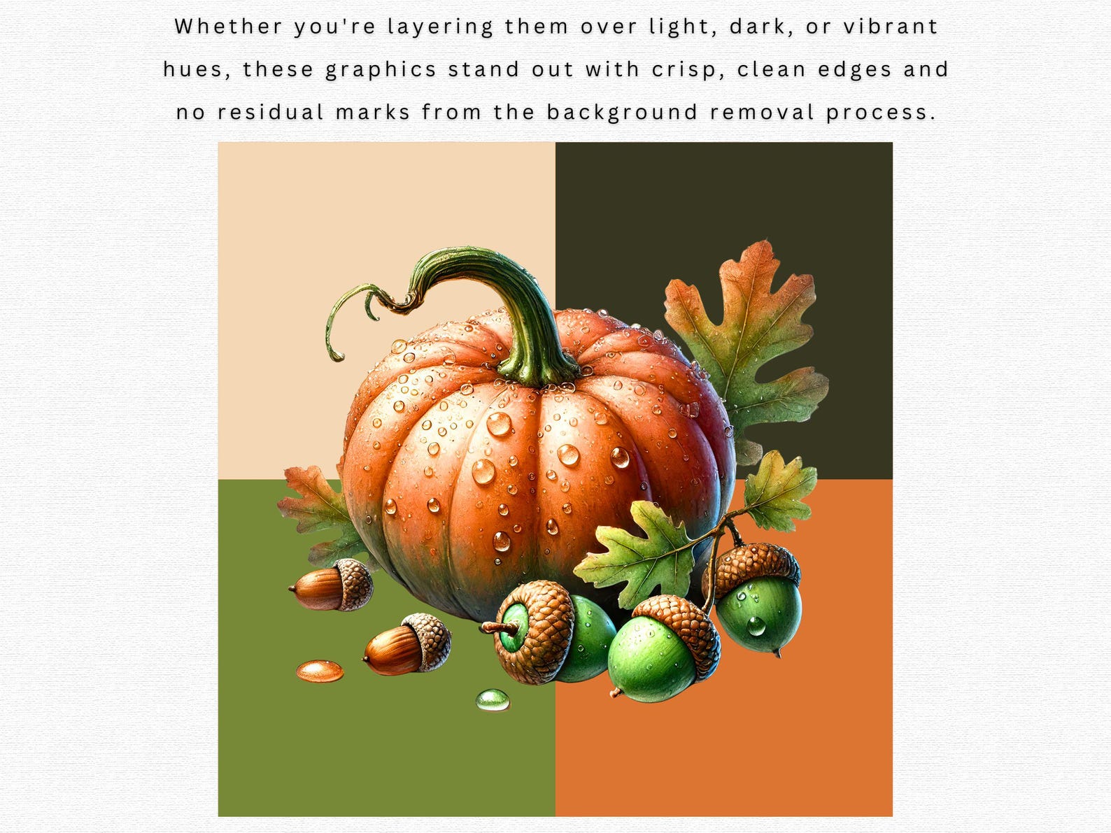 Watercolor Pumpkin With Acorns Clipart, Cozy Autumn Clipart, Seasonal ...