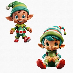 Cute Christmas Elf Clipart Bundle - Transparent PNG - for Christmas ...