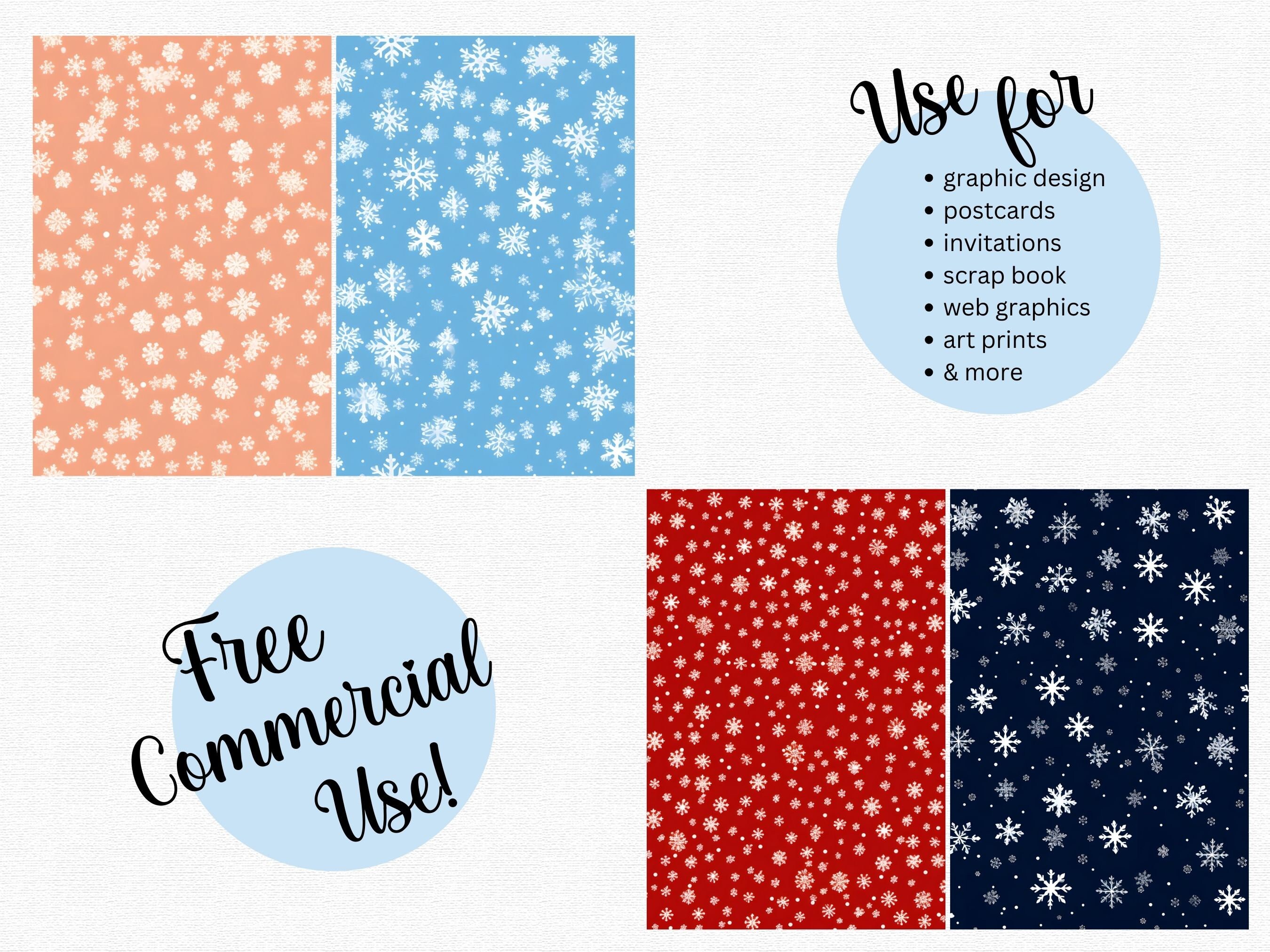 Falling Snowflake Background, Seamless Winter Digital Paper for ...