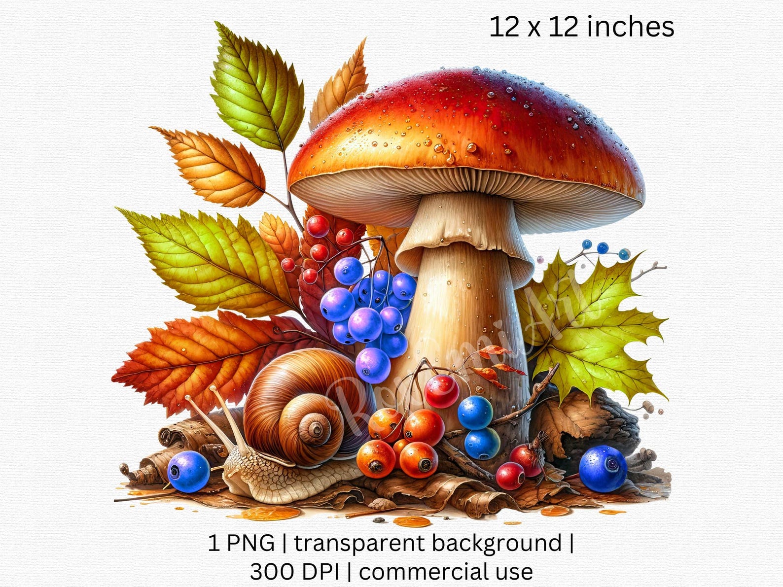 Whimsical Forest Mushroom Clipart, Cozy Autumn Clipart, Watercolor Fall ...
