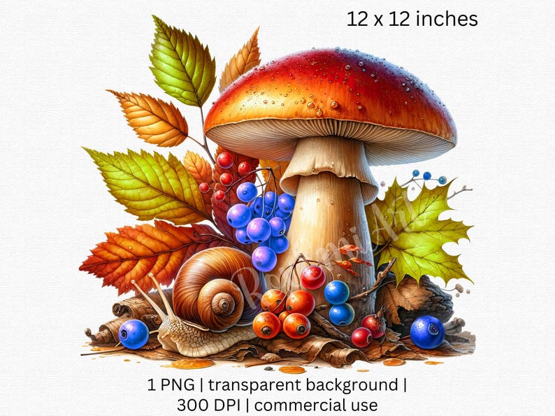Whimsical Forest Mushroom Clipart, Cozy Autumn Clipart, Watercolor Fall ...