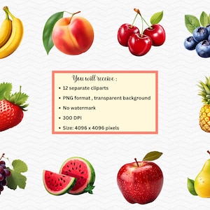 Juicy Fruit Clipart Bundle | Apple Clipart, Cherry Clipart and More ...