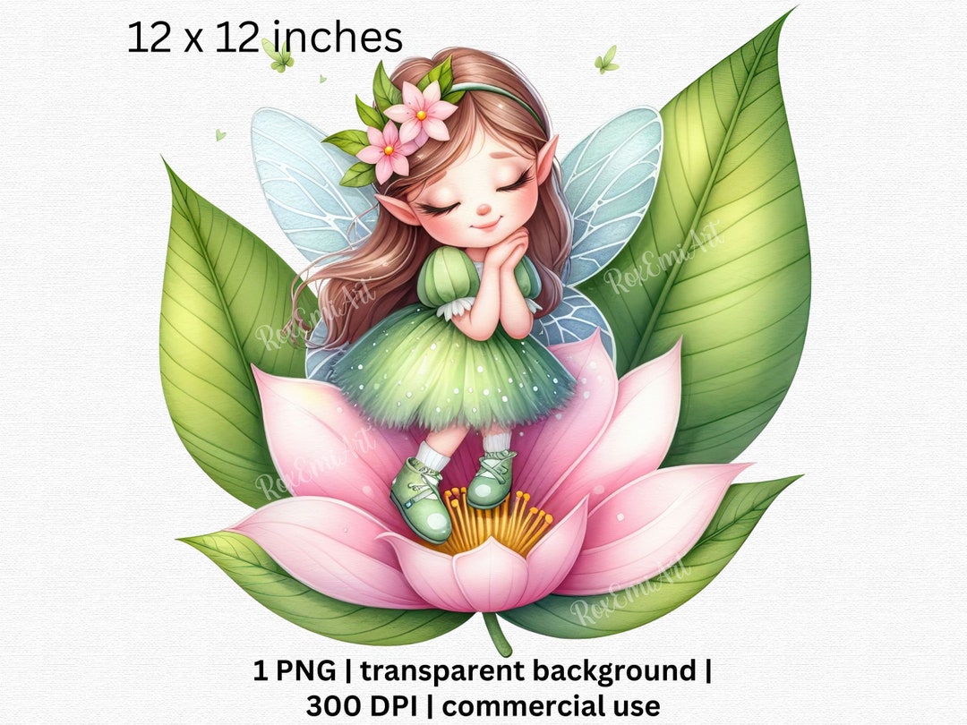 Cute Sleepy Fairy Clipart, Enchanting Fairy Tale Clipart. Perfect for ...