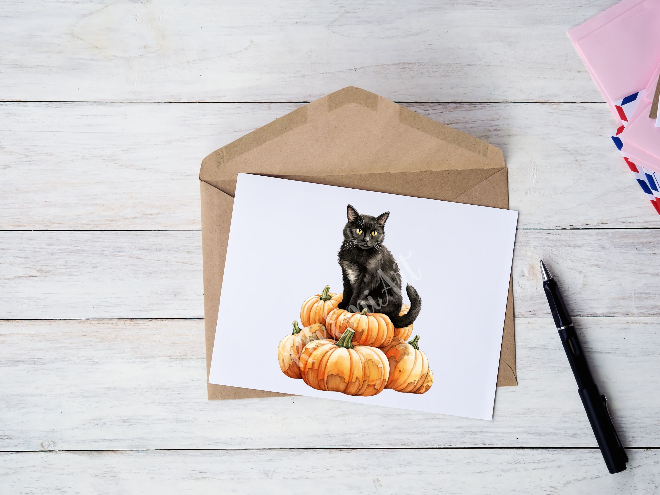 Cute Cat With Pumpkin Clipart Fall Autumn Thanksgiving - Etsy