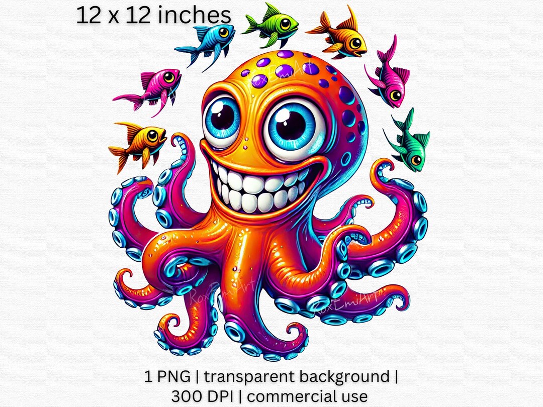 Happy Octopus Clipart, Smiling Octopus Decor, Cute Underwater Animal ...