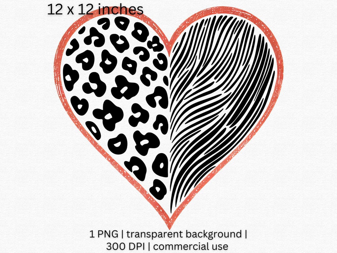 Animal Print Heart PNG, Leopard Zebra Heart Clipart, Wild Safari Love ...