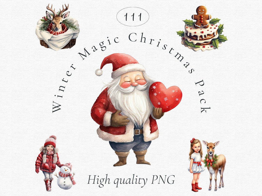 Winter Magic Christmas Bundle PNG, Christmas Tree Cake, Reindeer Decor ...
