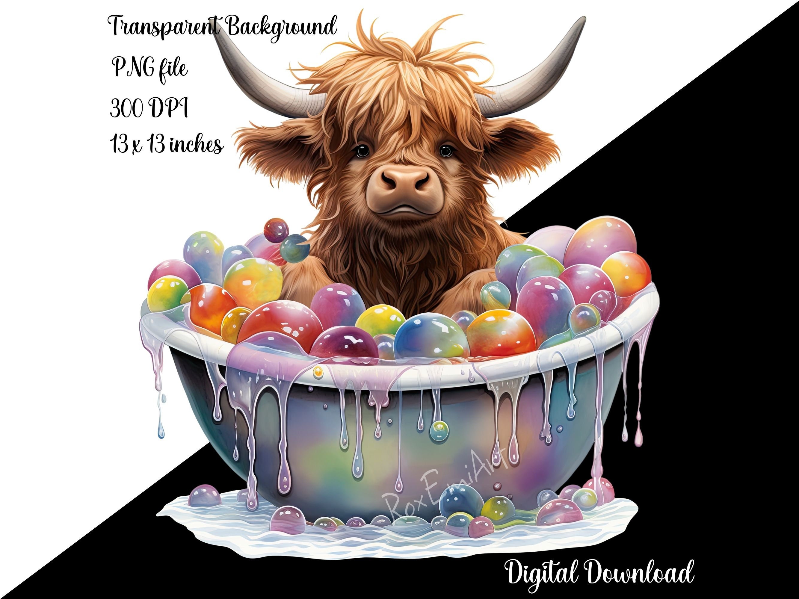 Highland Cow PNG in a Bubble Bath Tub, Funny Bathroom Art, Sublimation ...