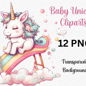 Cute Baby Unicorn Clipart PNG Bundle - Commercial Use - Etsy