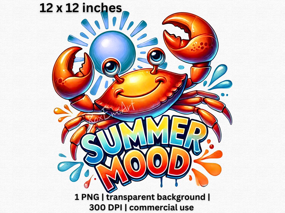 Cheerful Summer Mood Crab Clipart, Cute Playful Hermit Crab Clipart ...