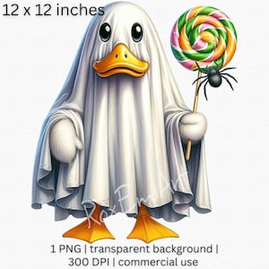 Ghostly Duck Halloween Clipart, Whimsical Halloween Animal Clipart ...