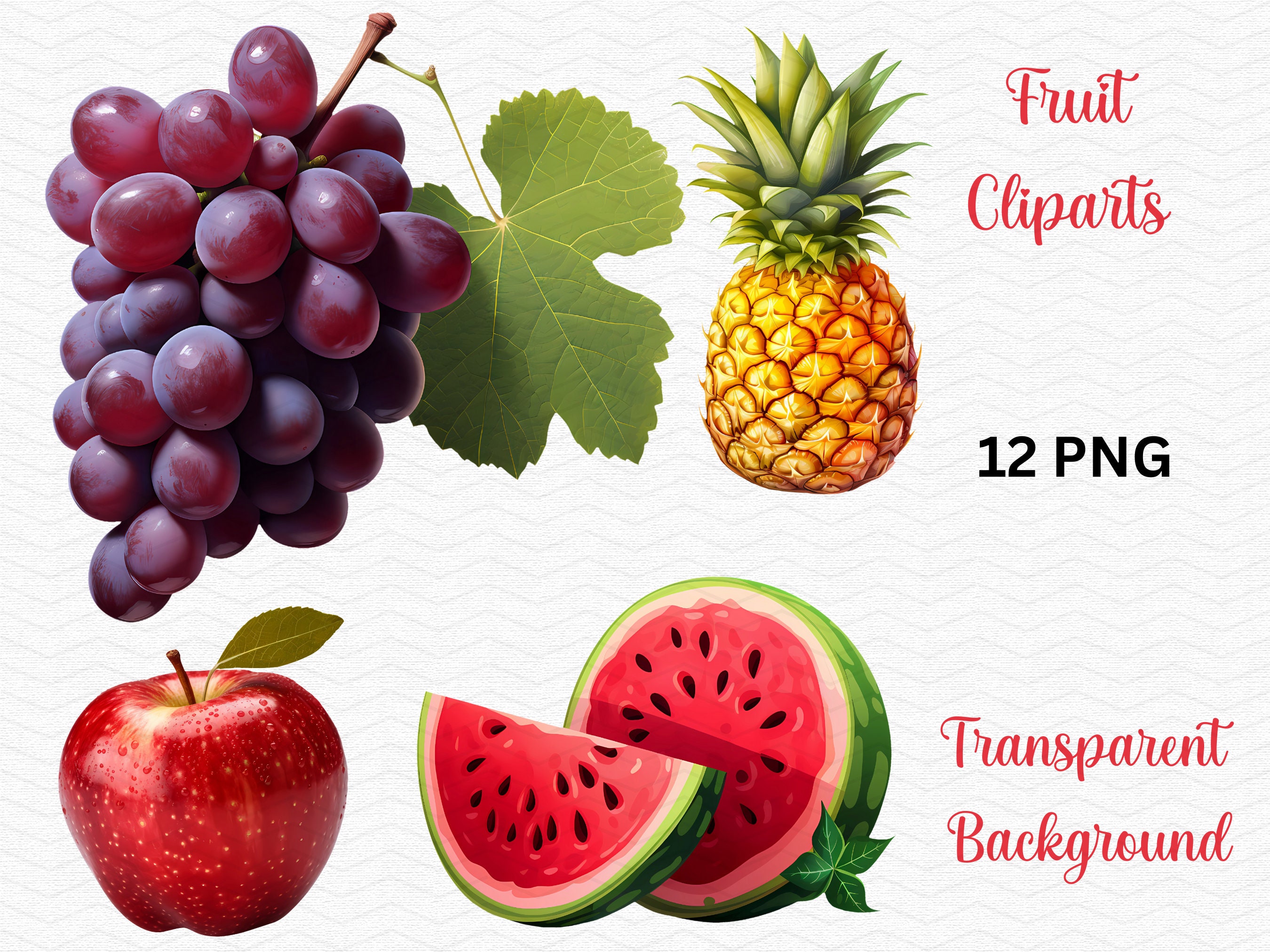 Juicy Fruit Clipart Bundle Apple Clipart, Cherry Clipart and More High ...
