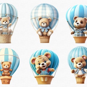 Teddy Bear Clipart Hot Air Balloon Clipart Baby Shower - Etsy