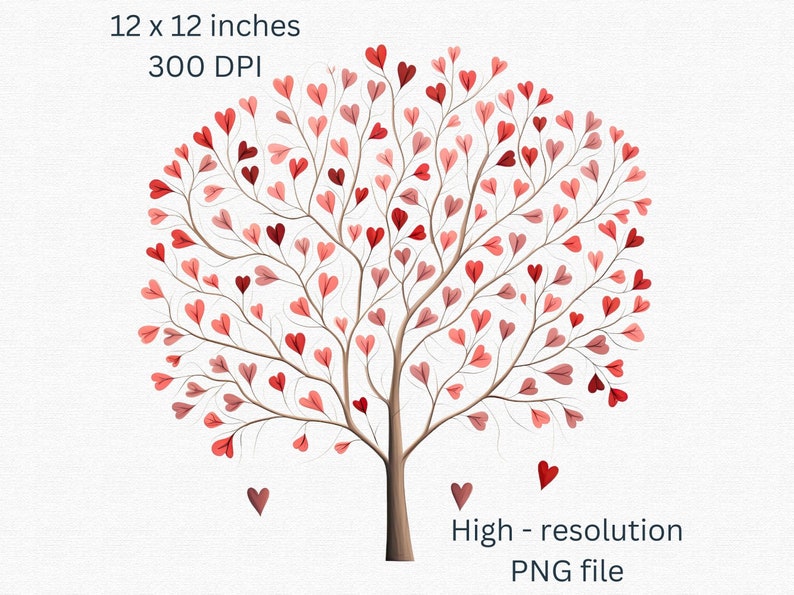 Heart Shaped Tree Clipart, Watercolor Valentine's Day Love Tree, 4 High ...