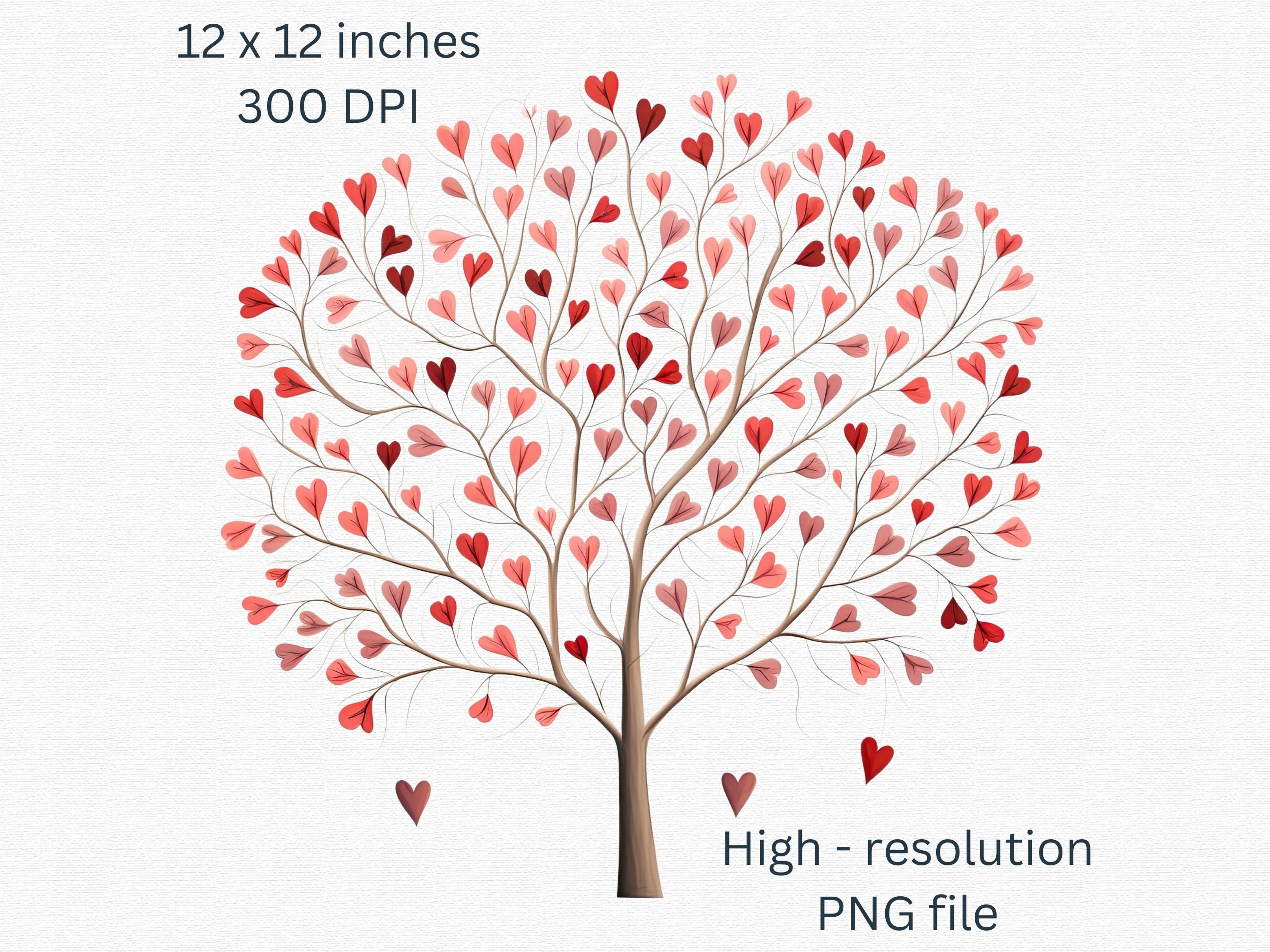 Heart Shaped Tree Clipart, Watercolor Valentine's Day Love Tree, 4 High ...
