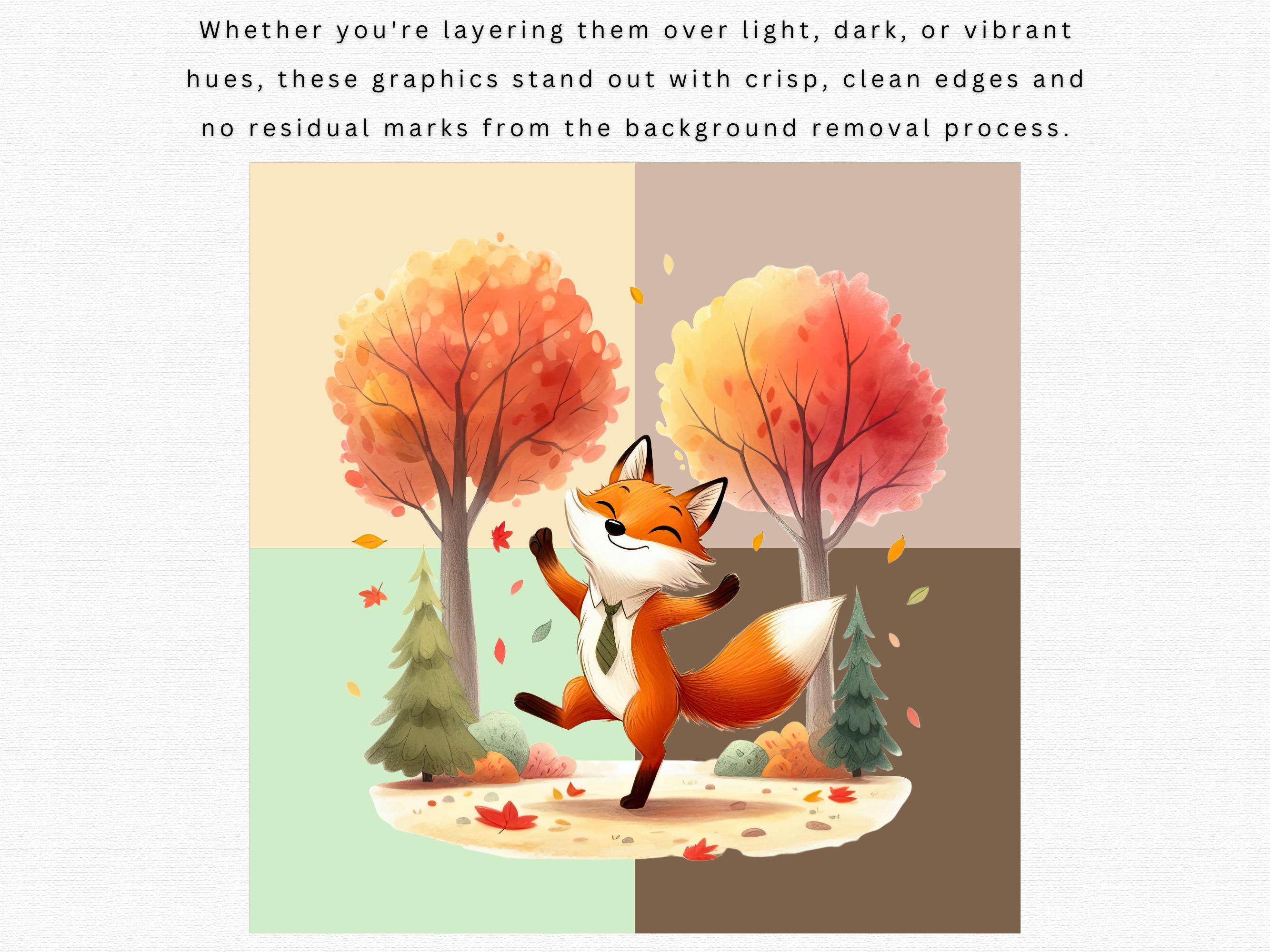 Adorable Autumn Fox Clipart, Cute Woodland Animal Clipart, Whimsical ...