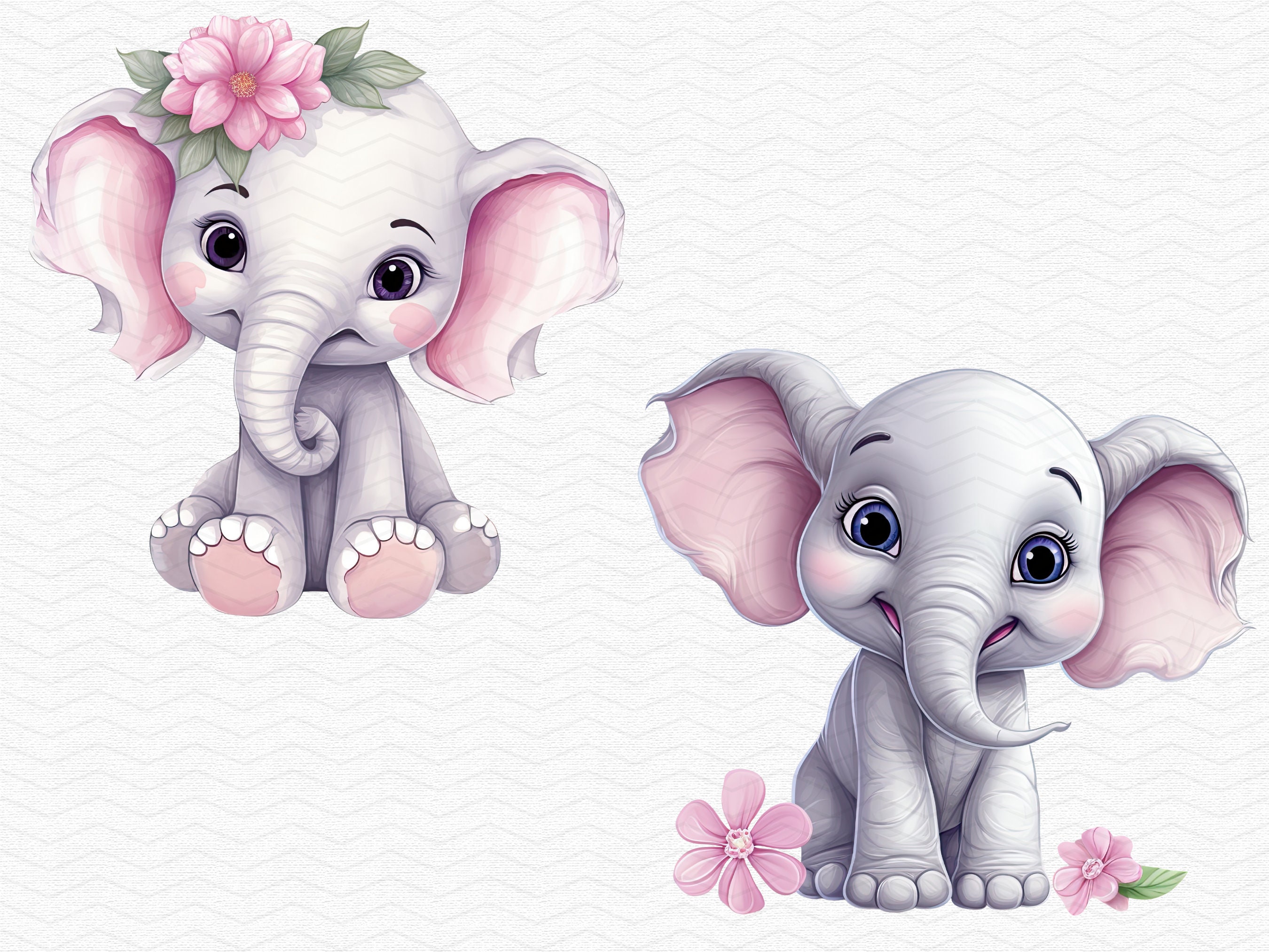 Baby Girl Elephant Watercolor Clipart for Nursery Decor and DIY ...