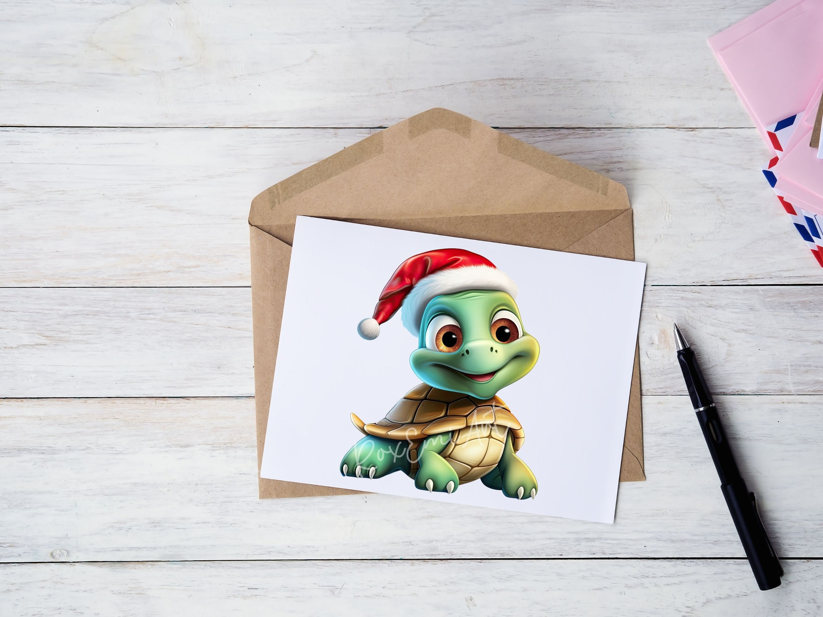 Christmas Sea Turtle PNG, Cute Baby Turtle With Santa Hat, Digital ...