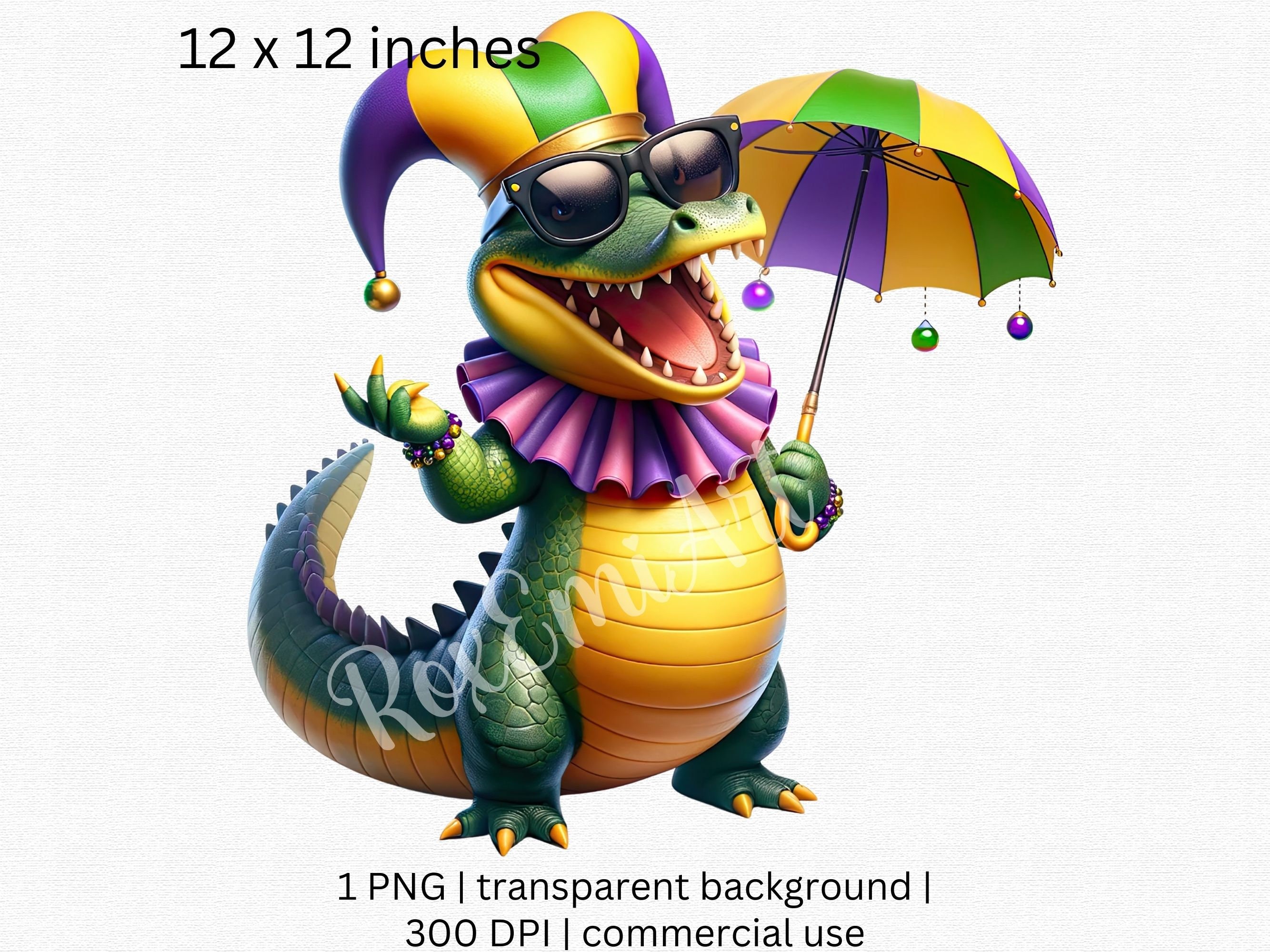 Mardi Gras Reptile Art, Vibrant Crocodile PNG for Sublimation Design ...