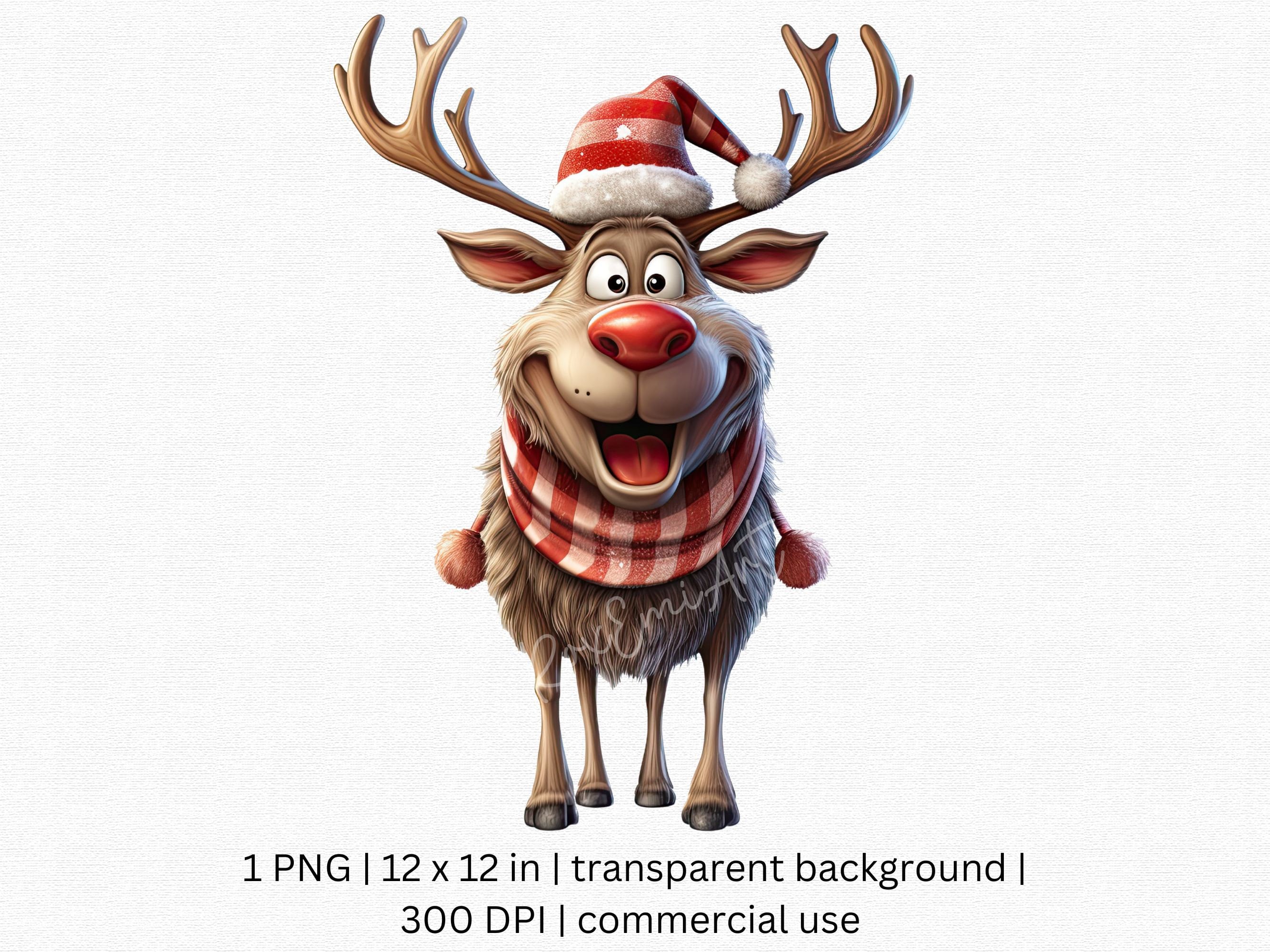 Funny Reindeer Clipart, Festive Deer Christmas Fun, Transparent PNG for ...