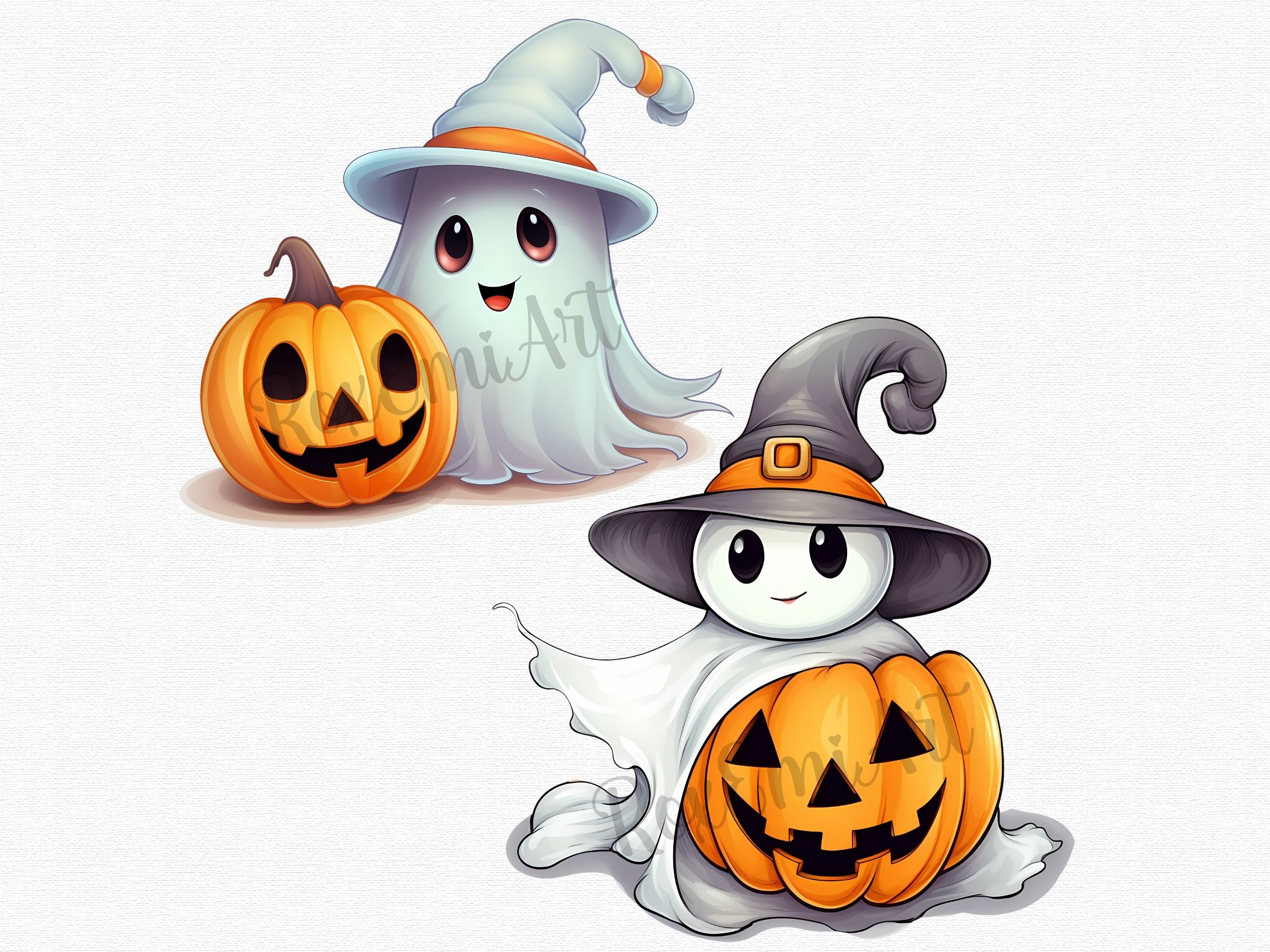 Halloween Cute Ghost Clipart Bundle for Junk Journals, Party ...