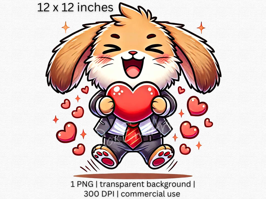 Cheerful Valentine Rabbit Clipart, Cute Business Bunny PNG, Cute Heart ...