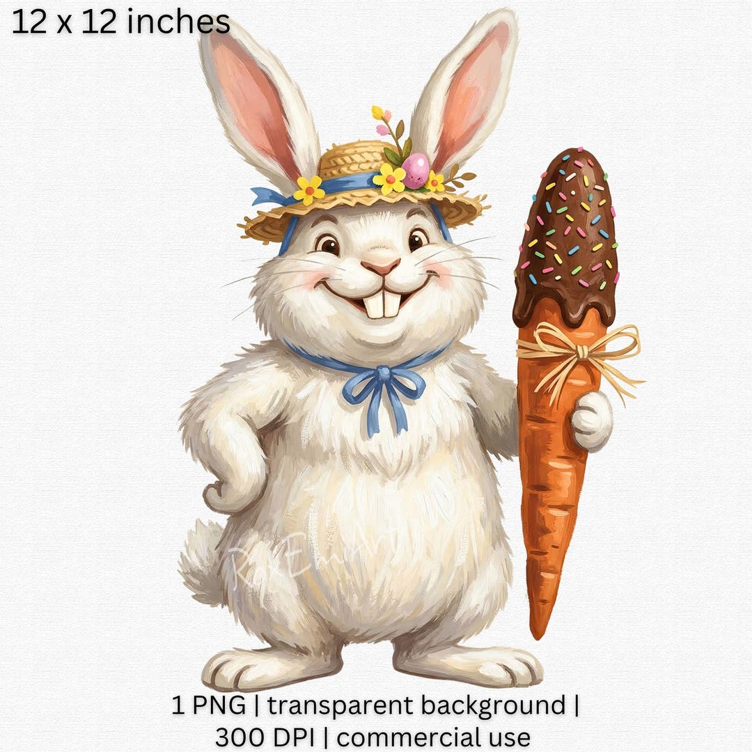 Spring Bunny Chocolate Carrot PNG, Easter Rabbit Clipart, Storybook ...