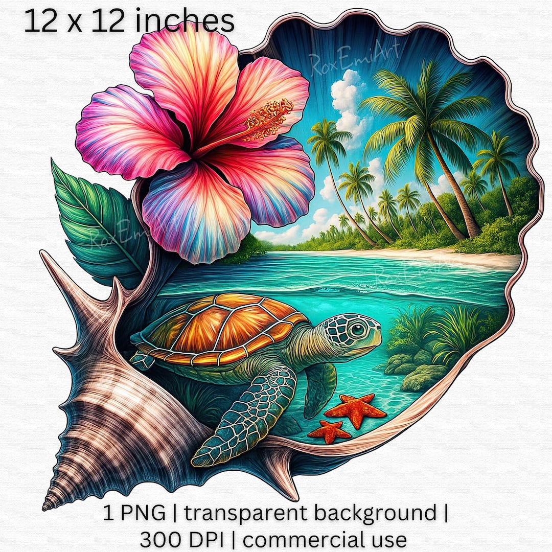 Tropical Sea Turtle Png, Summer Png, Beach Png, Shell Ocean Clipart ...