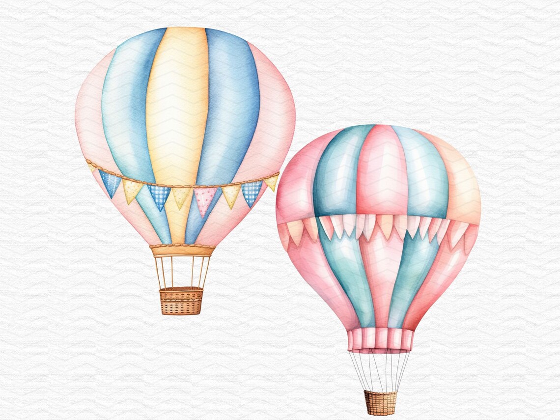 Hot Air Balloon Watercolor Clipart Digital Download Free Commercial Use ...