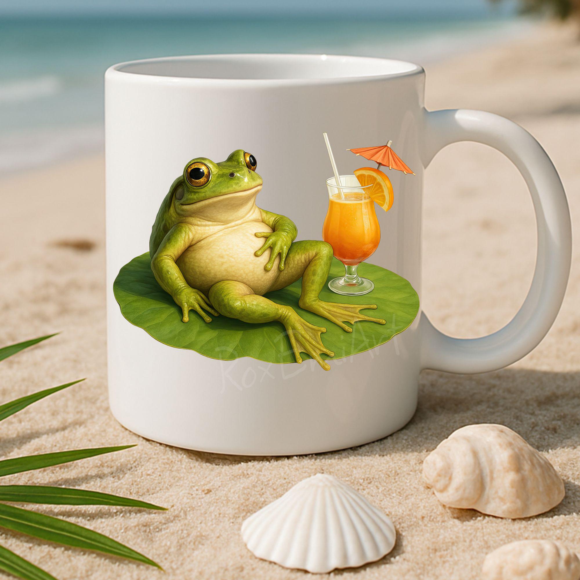 Whimsical Relaxing Frog Png, Funny Tropical Amphibian Png, Quirky Frog ...
